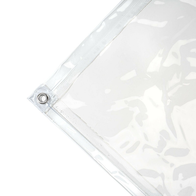 Transparent PVC crystal sheet with eyelets every 50cm, thickness 0.8mm