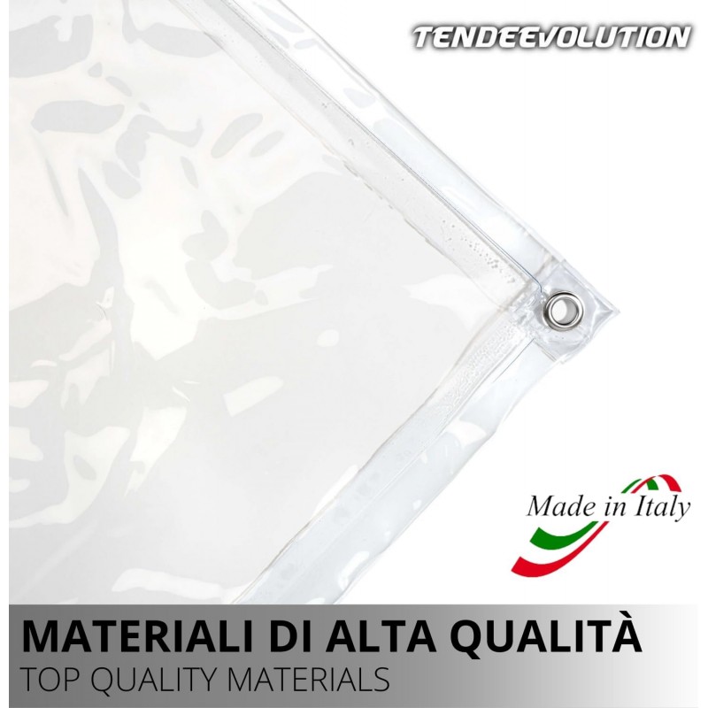 Transparent PVC Sheeting with Eyelets Every 25 cm - Thickness 0.80 mm