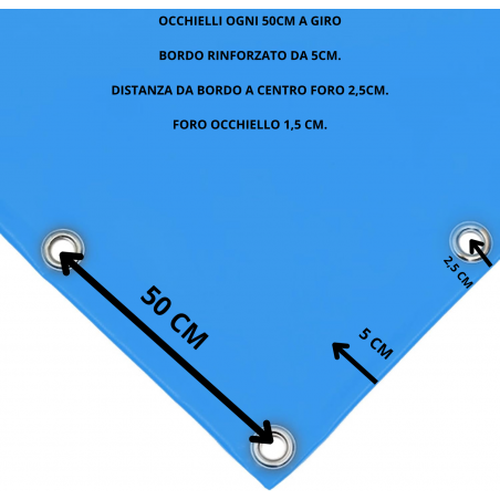 PVC sheet made to measure 650 grams/m2 eyelets every 50 cm