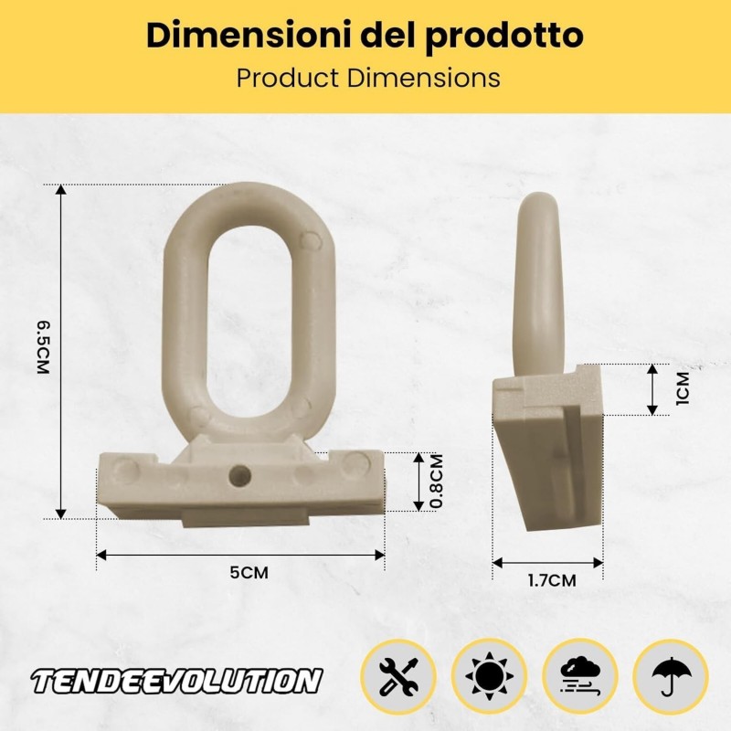 PVC eyelet for awning terminal profile