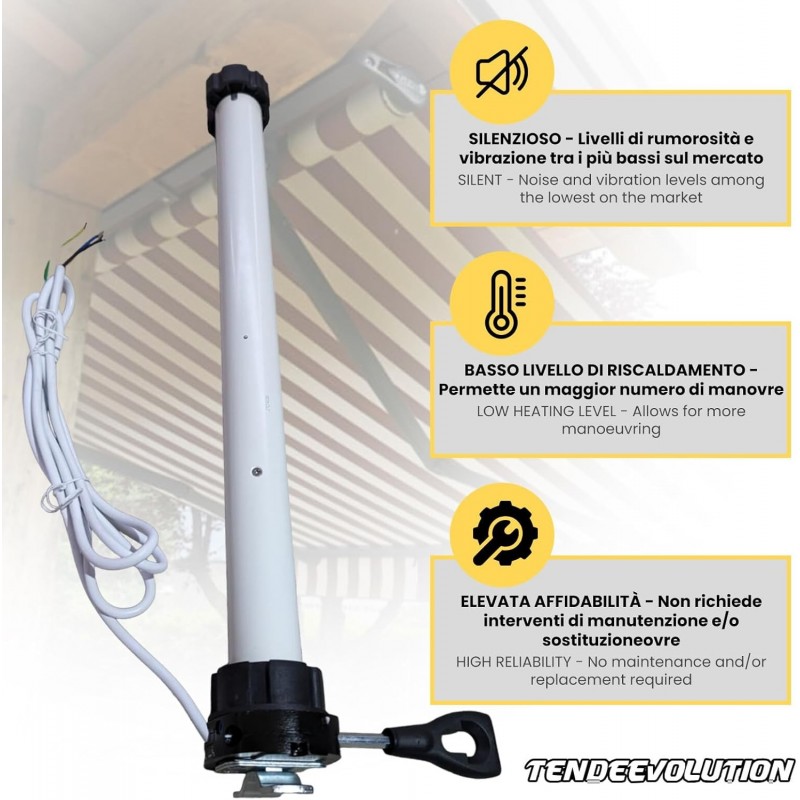 Roller Shutter/Awning Motor with Emergency Rod - Silent and Reliable, 5 ...