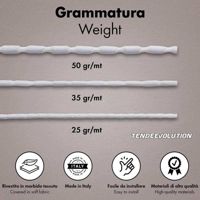 Leaded Wire for Curtains and Fabrics - Made in Italy Meter Ballast